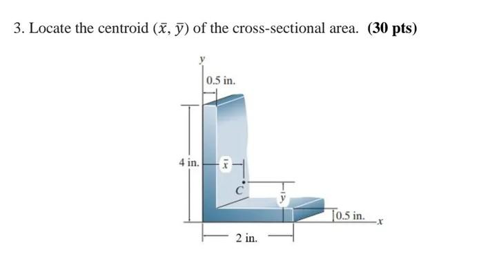Solved 3. Locate the centroid (x,y) of the cross-sectional | Chegg.com