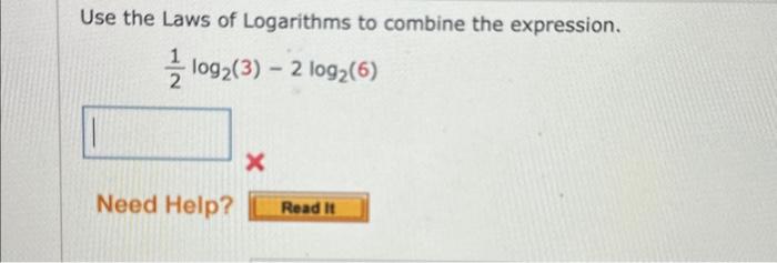 Solved Use the Laws of Logarithms to combine the expression. | Chegg.com
