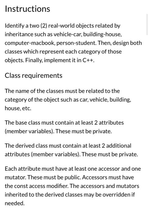 Solved Please create 2 real life objects as given and also | Chegg.com