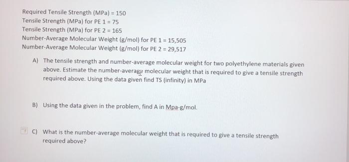 Solved Required Tensile Strength (MPa) = 150 Tensile | Chegg.com