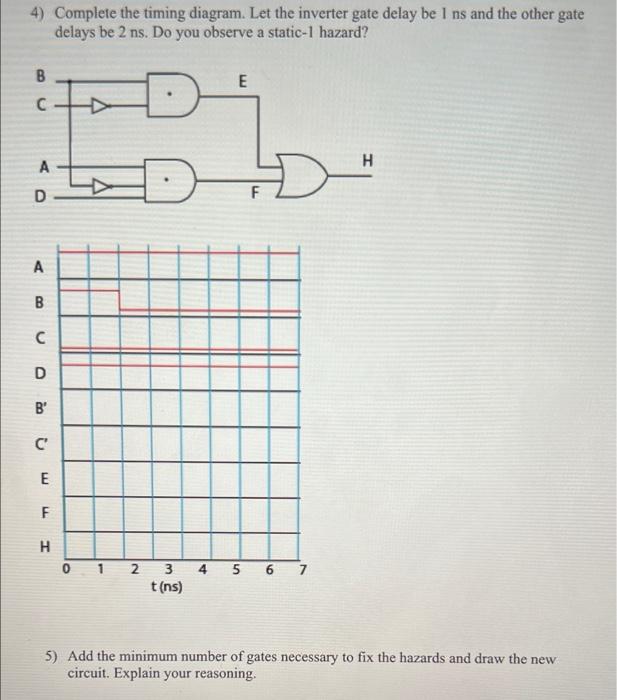 Solved 4) Complete the timing diagram. Let the inverter gate | Chegg.com