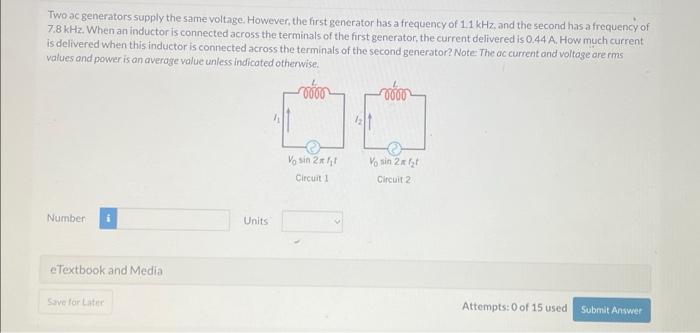 Solved Two ac generators supply the same voltage. However, | Chegg.com