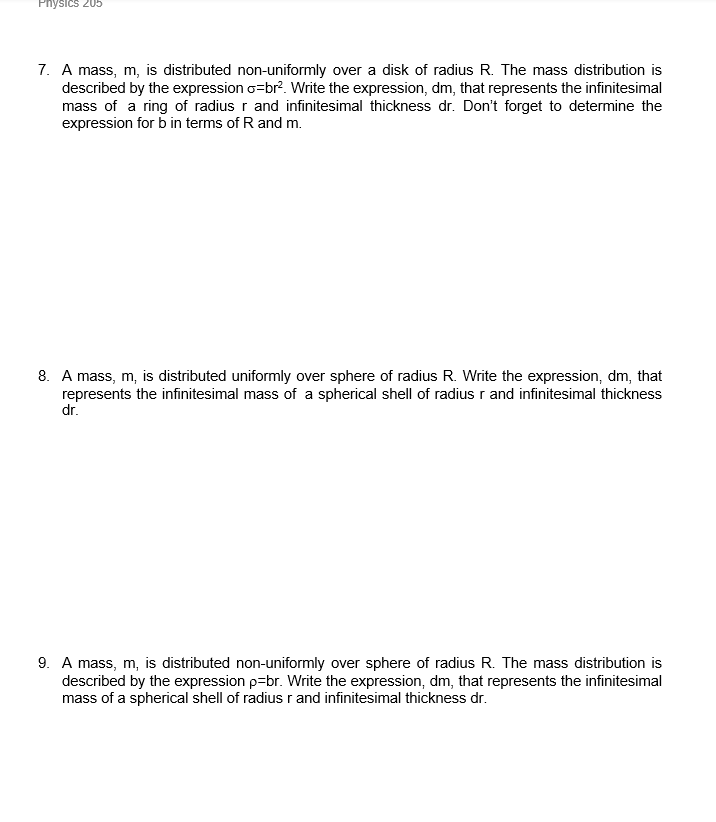 Solved A mass, m, ﻿is distributed non-uniformly over a disk | Chegg.com