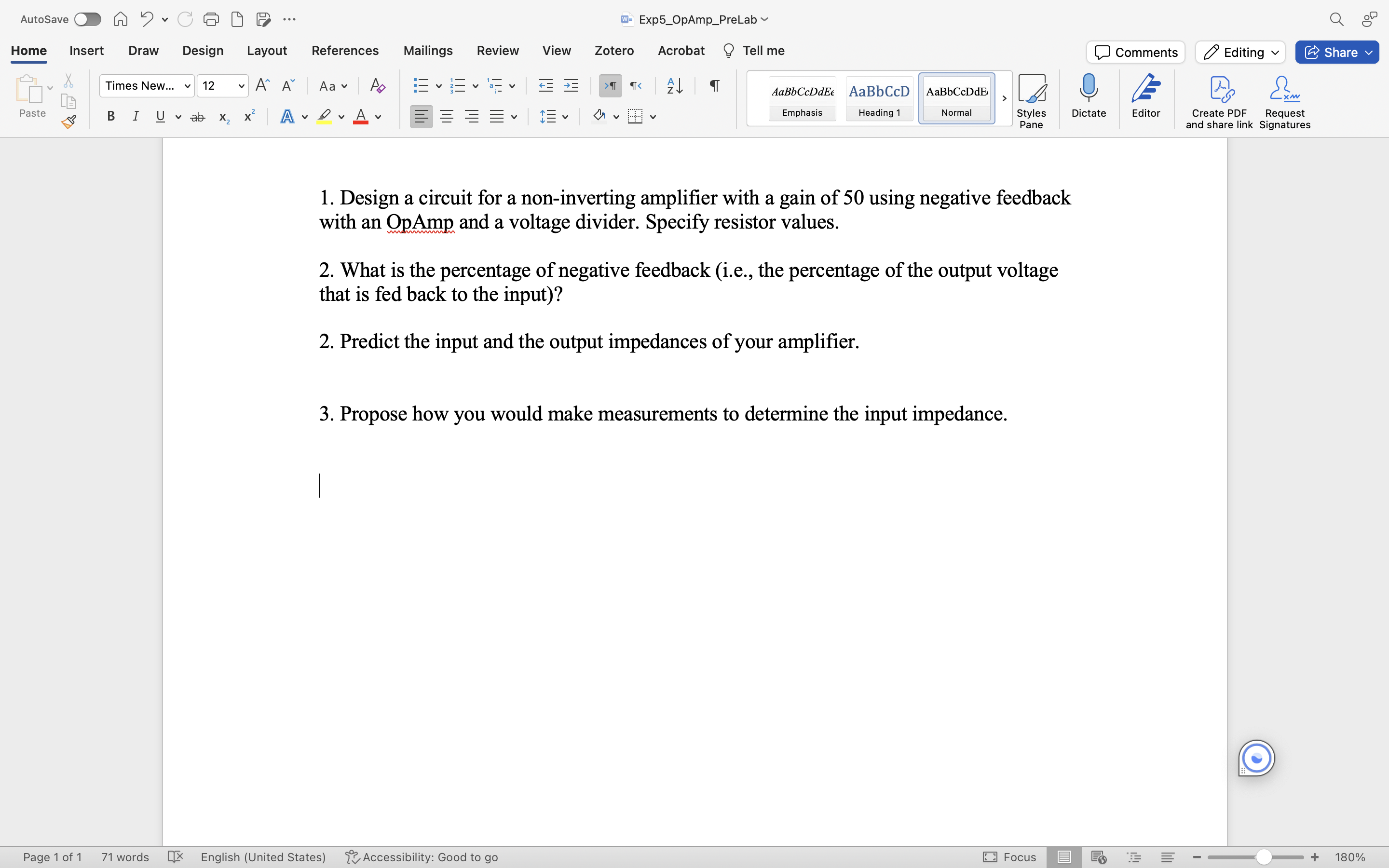 Solved Design a circuit for a non-inverting amplifier with a | Chegg.com