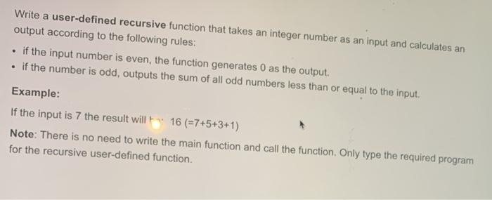 Solved Write A User Defined Recursive Function That Takes An 0894