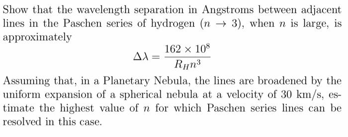Show that the wavelength separation in Angstroms | Chegg.com
