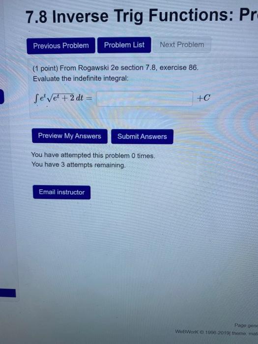 Solved Previous Problem Problem List Next Problem (1 point) | Chegg.com