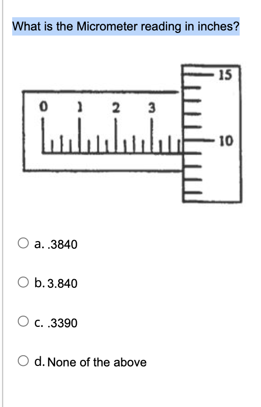 Solved What is the Micrometer reading in | Chegg.com