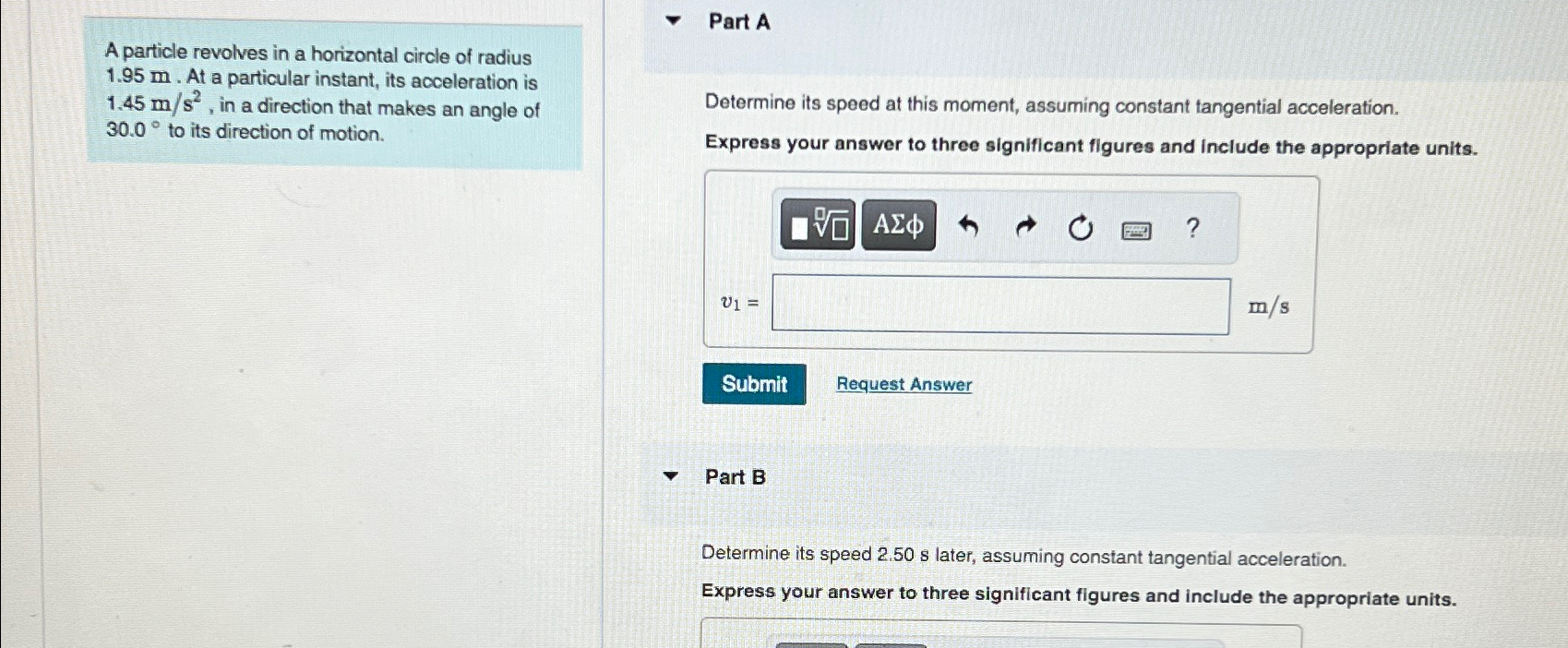 Solved Part AA particle revolves in a horizontal circle of | Chegg.com