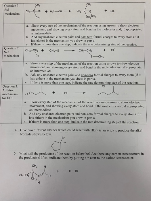 Solved Question 1. CH SNI + HC-OH - CH ---O + HBO mechanism | Chegg.com