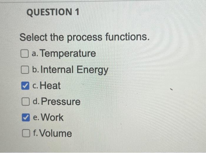 Solved Select the process functions. a. Temperature b. | Chegg.com