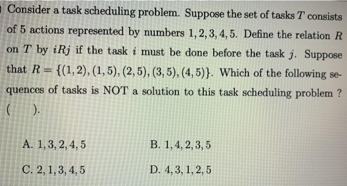 Solved Consider a task scheduling problem. Suppose the set | Chegg.com