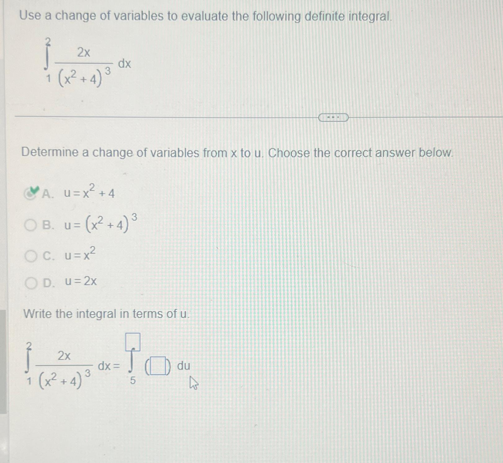 Solved Use a change of variables to evaluate the following | Chegg.com