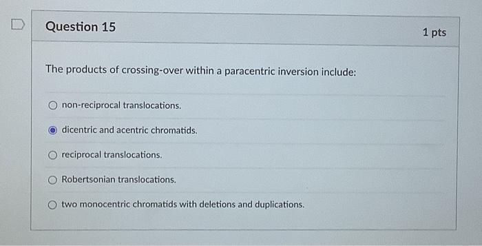 Solved The products of crossing-over within a paracentric | Chegg.com