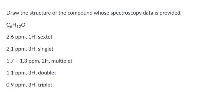 Solved Draw The Structure Of The Compound Whose Spectroscopy