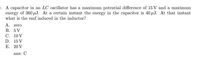 Solved A capacitor in an LC oscillator has a maximum | Chegg.com