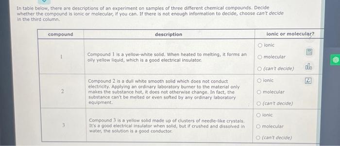 Solved In table below, there are descriptions of an | Chegg.com