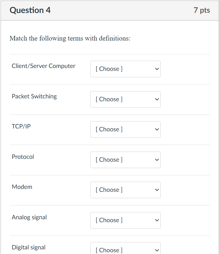 Solved Question 4Match the following terms with | Chegg.com