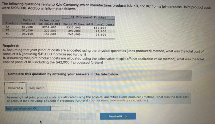Solved The following questions relate to Kyle Company, which | Chegg.com