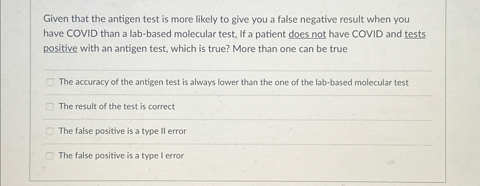 Solved Given that the antigen test is more likely to give | Chegg.com