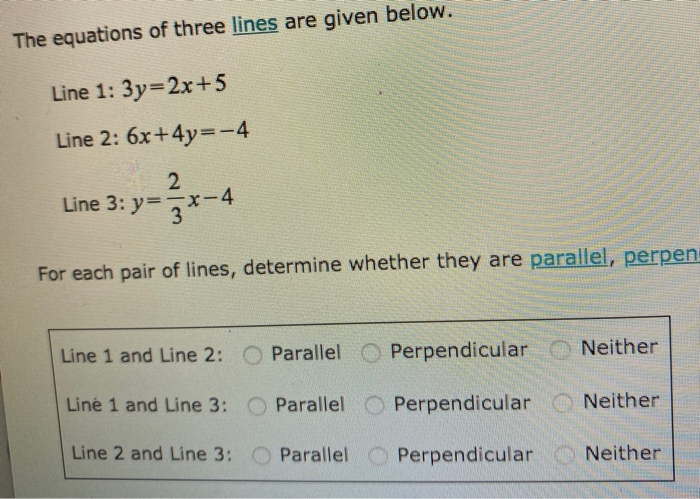 Solved The equations of three lines are given below. Line 1: | Chegg.com