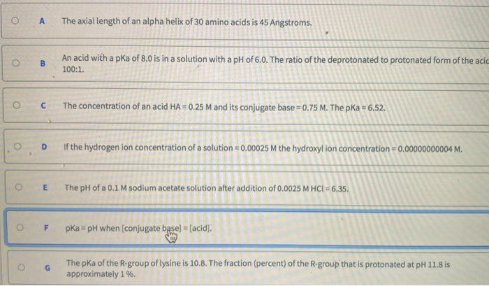Solved ОА The axial length of an alpha helix of 30 amino | Chegg.com