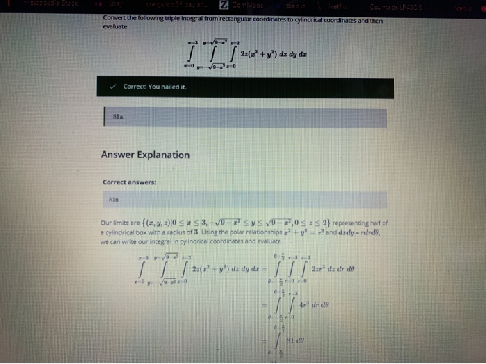 Solved Convert A Triple Integral From Rectangular To 2596