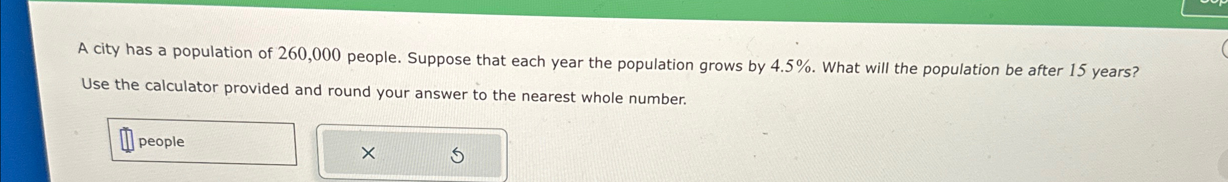 Solved A city has a population of 260,000 ﻿people. Suppose | Chegg.com