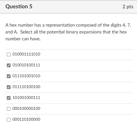 Solved Question 5A hex number has a representation composed | Chegg.com