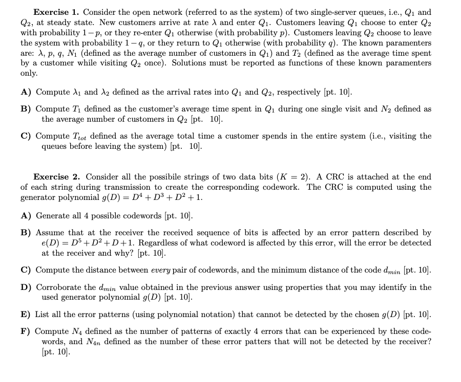 Solved Exercise 1. ﻿Consider the open network (referred to | Chegg.com