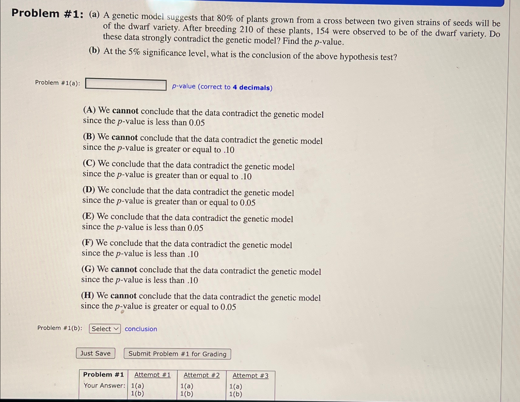Solved Problem #1: (a) ﻿A genetic model suggests that 80% | Chegg.com
