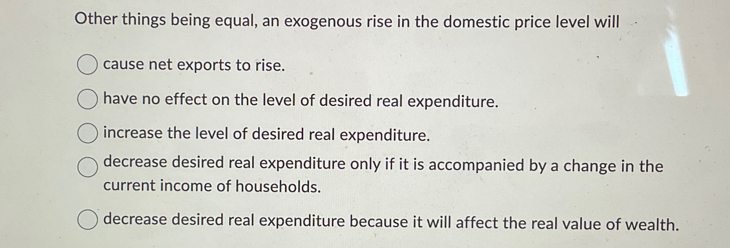 Solved Other things being equal, an exogenous rise in the | Chegg.com