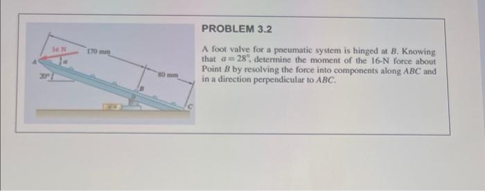 Solved A foot valve for a pneumatic system is hinged at B. | Chegg.com