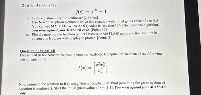 Solved f(x)=x10−1 a. Is the equation linear or nonlinear? [2 | Chegg.com