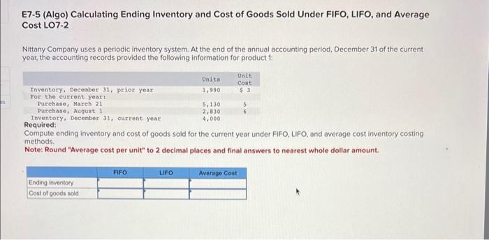 Solved E7-3 (Algo) Inferring Missing Amounts Based on Income | Chegg.com