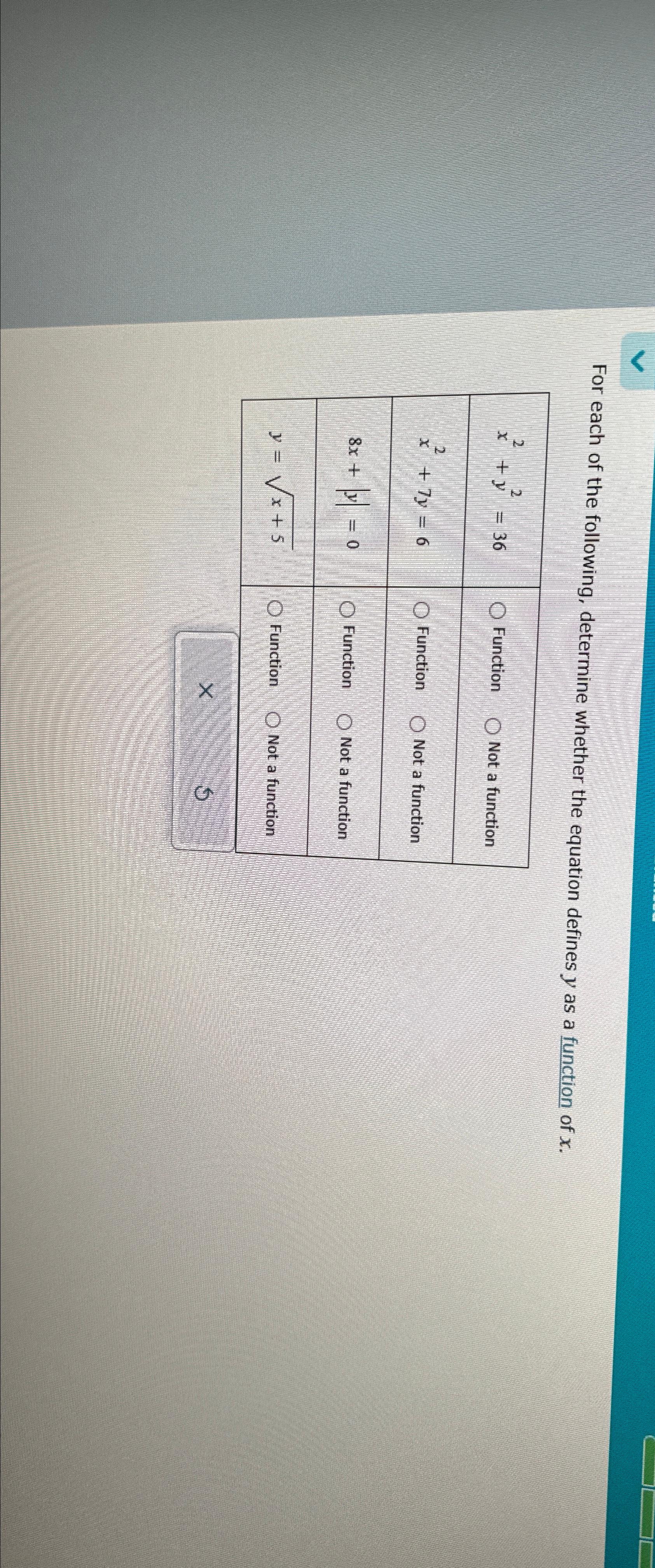 Solved For each of the following, determine whether the | Chegg.com