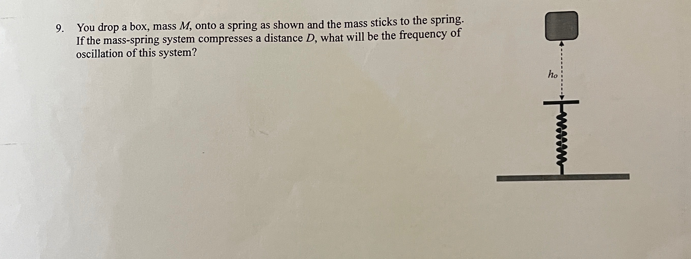 Solved You drop a box, mass M, ﻿onto a spring as shown and | Chegg.com