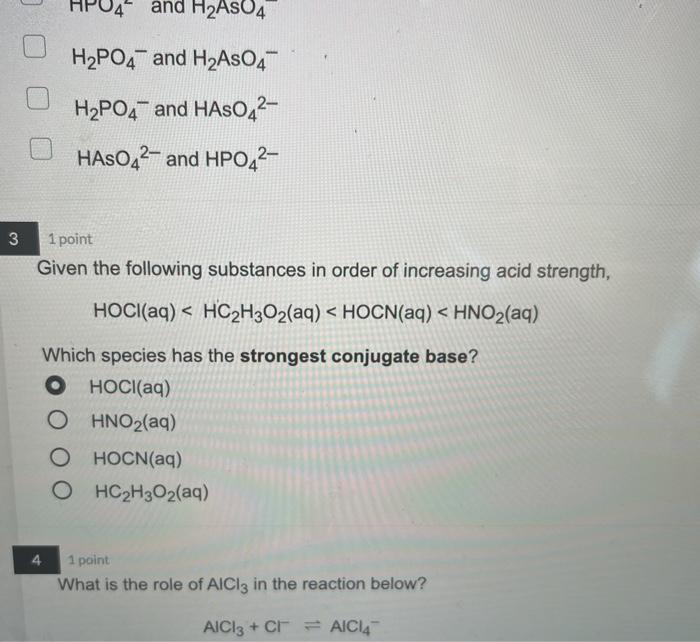 Solved HPO4 and H2AsO4 H2P04 and H2As04 H2PO4 and HASO42- | Chegg.com