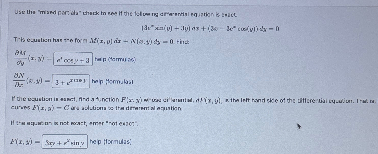 Solved Use the "mixed partials" check to see if the | Chegg.com