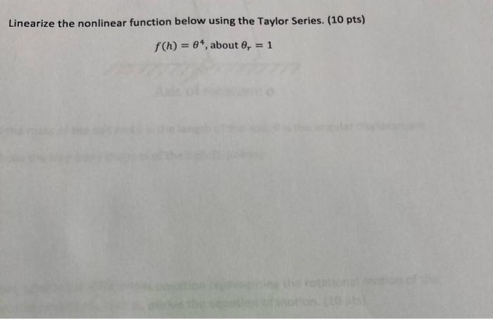 Solved Linearize the nonlinear function below using the | Chegg.com