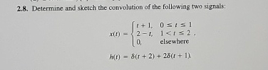 Solved 2.8. ﻿Determine and sketch the convolution of the | Chegg.com
