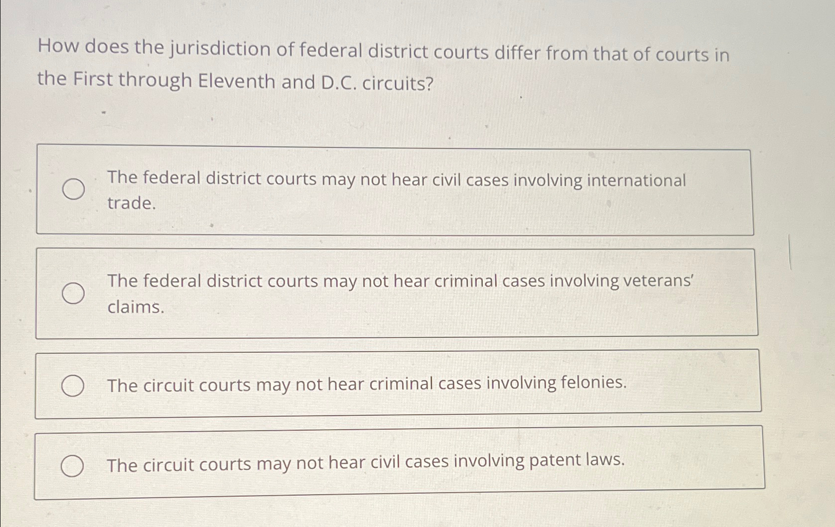 Solved How does the jurisdiction of federal district courts | Chegg.com