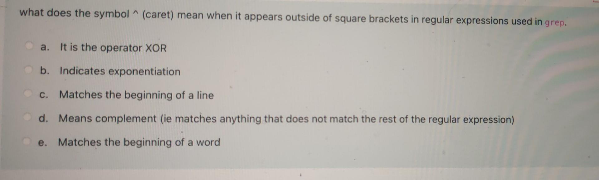 Solved what does the symbol ^ (caret) mean when it appears | Chegg.com