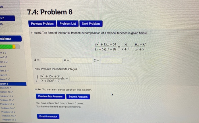 Solved ets 7.4: Problem 8 m8 Previous Problem Problem List | Chegg.com