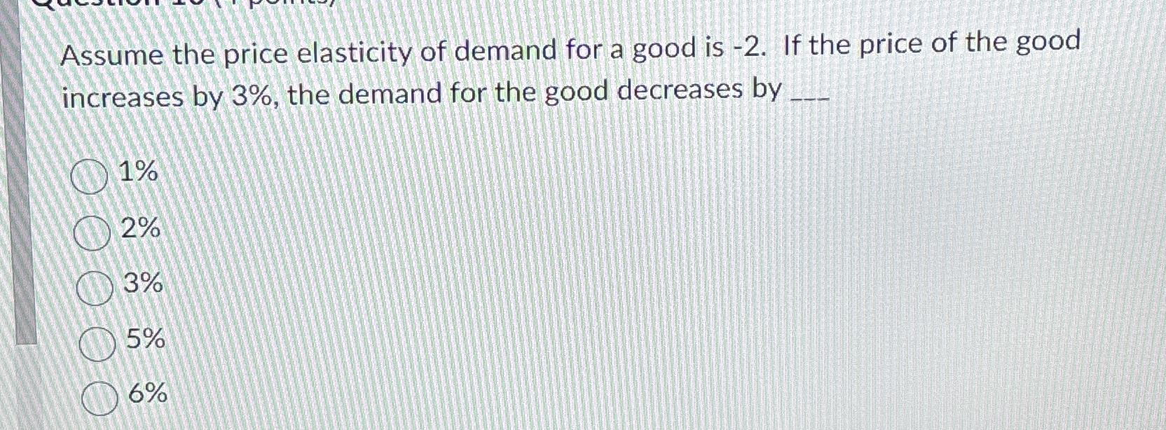 Solved Assume the price elasticity of demand for a good is | Chegg.com