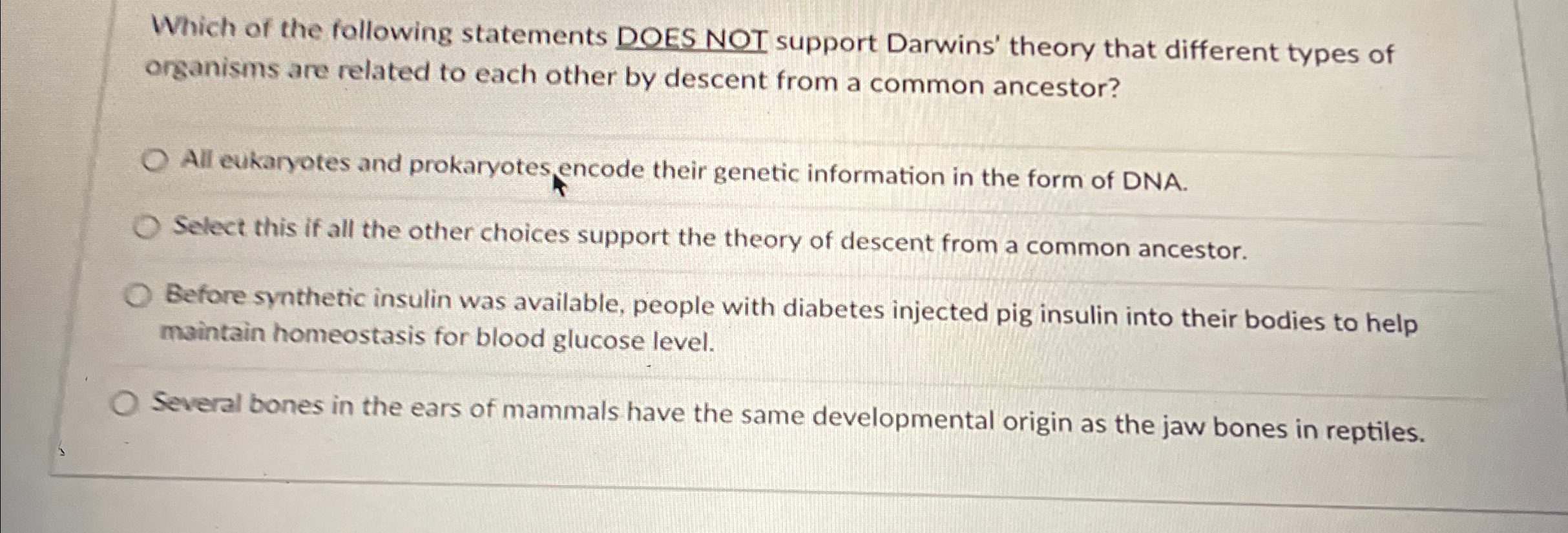 Solved Which of the following statements DOES NOT support | Chegg.com