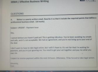 Solved ERw4 / ﻿Eflective Business WritingQUESTIONSA. ﻿Below | Chegg.com