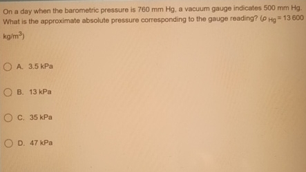 Solved On a day when the barometric pressure is 760 ﻿mm Hg , | Chegg.com