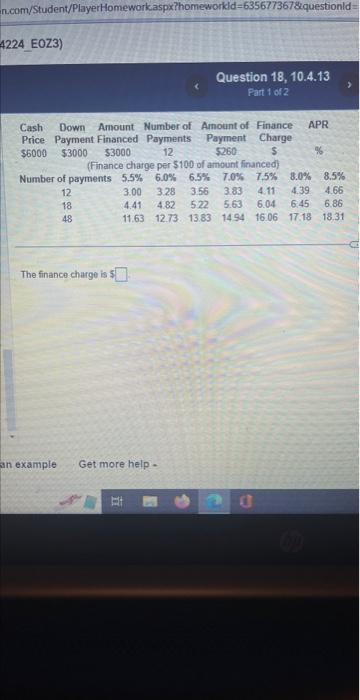 Solved The finance charge is 2 | Chegg.com