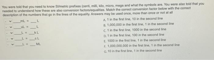 Solved You were told that you need to know Sl/metric | Chegg.com